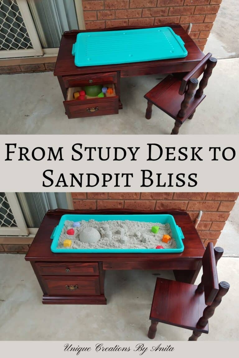 How to repurpose an old desk into a Sandpit - Unique Creations By Anita