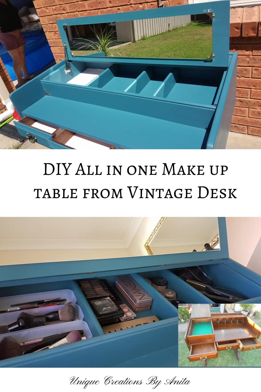 How to Repurpose an old desk into a Makeup Table/Vanity Table