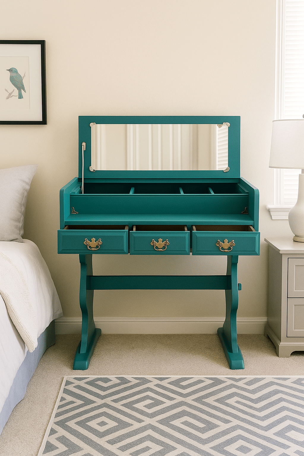 How to Repurpose an old desk into a Makeup Table/Vanity Table