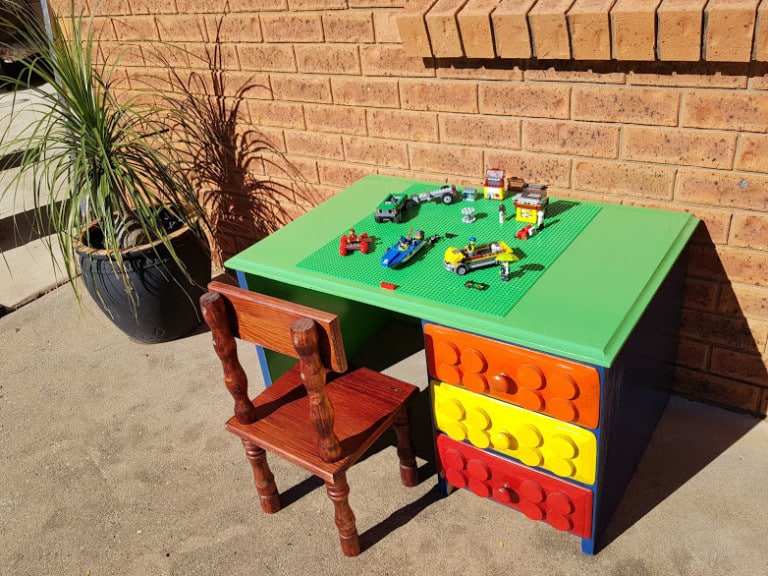 Old Study Desk Repurposed into a Lego/Activity Table - Unique Creations ...
