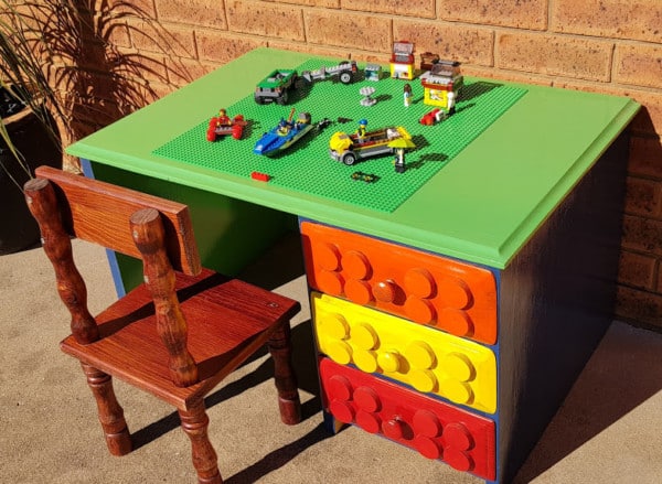 Old Study Desk Repurposed into a Lego/Activity Table - Unique Creations ...