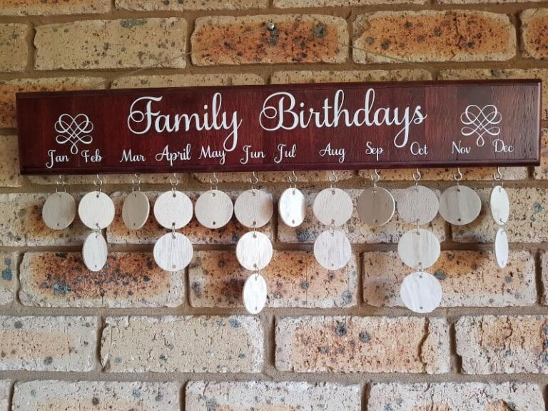 Wooden Disc Birthday Calendar - Unique Creations By Anita