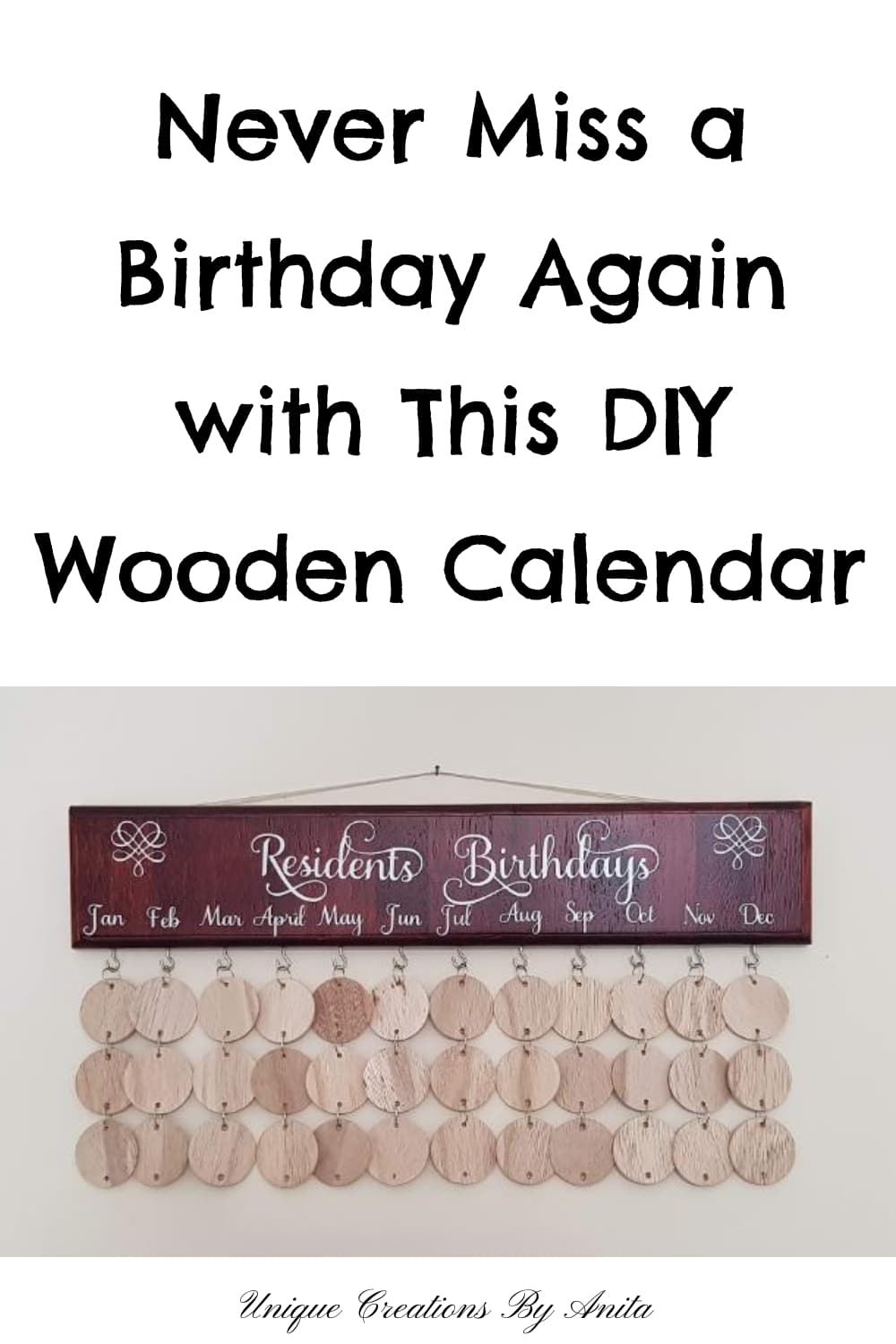 Wooden Disc Birthday Calendar - Unique Creations By Anita