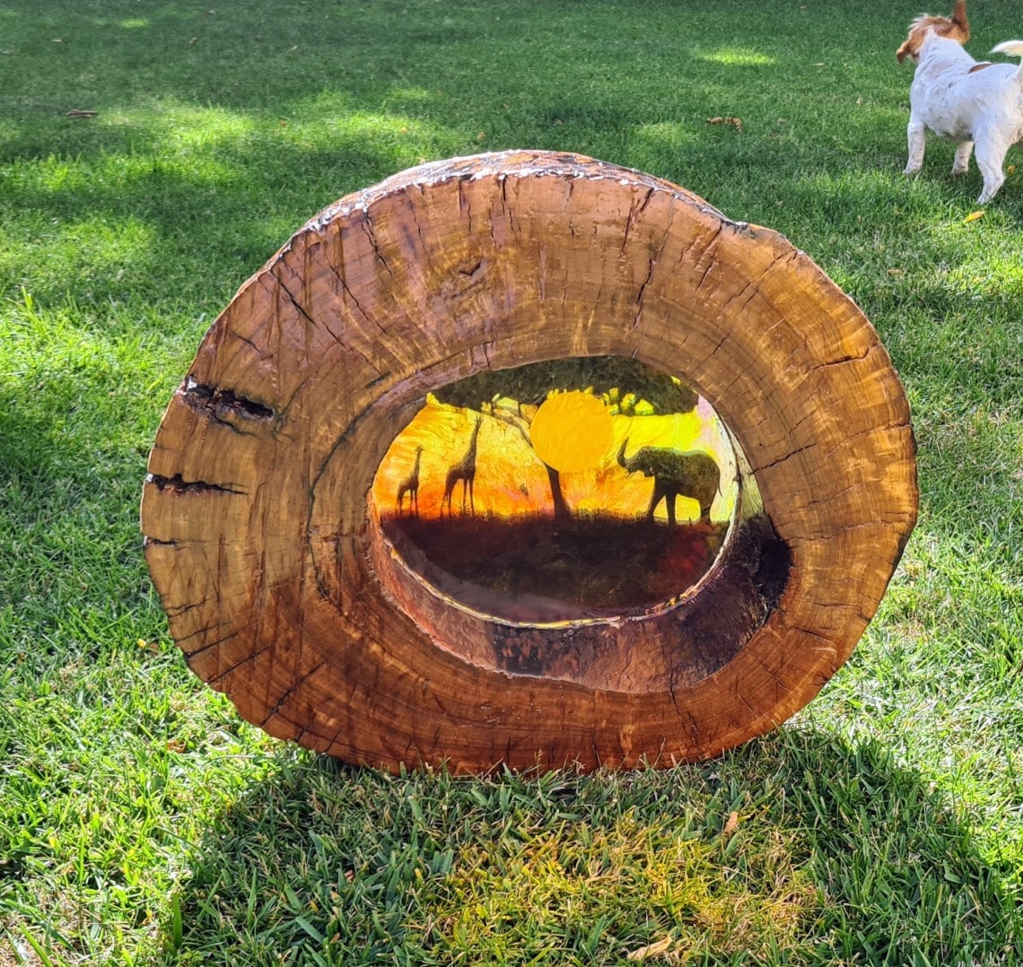Wooden Suncatcher with African Sunset - Unique Creations By Anita