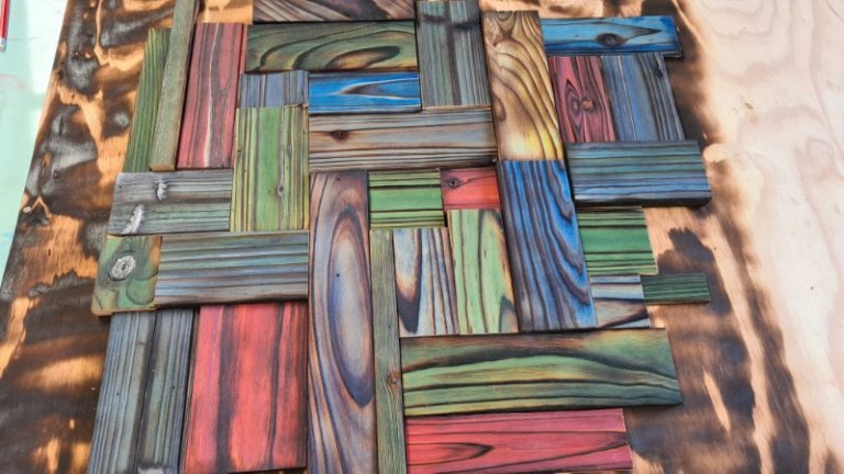 Colourful Shou Sugi Ban Wall Art - Unique Creations By Anita