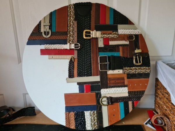 Leather belt wall hanging - Unique Creations By Anita