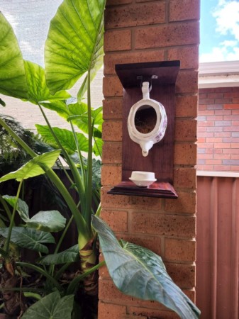 Teapot birdhouse and feeder - Unique Creations By Anita